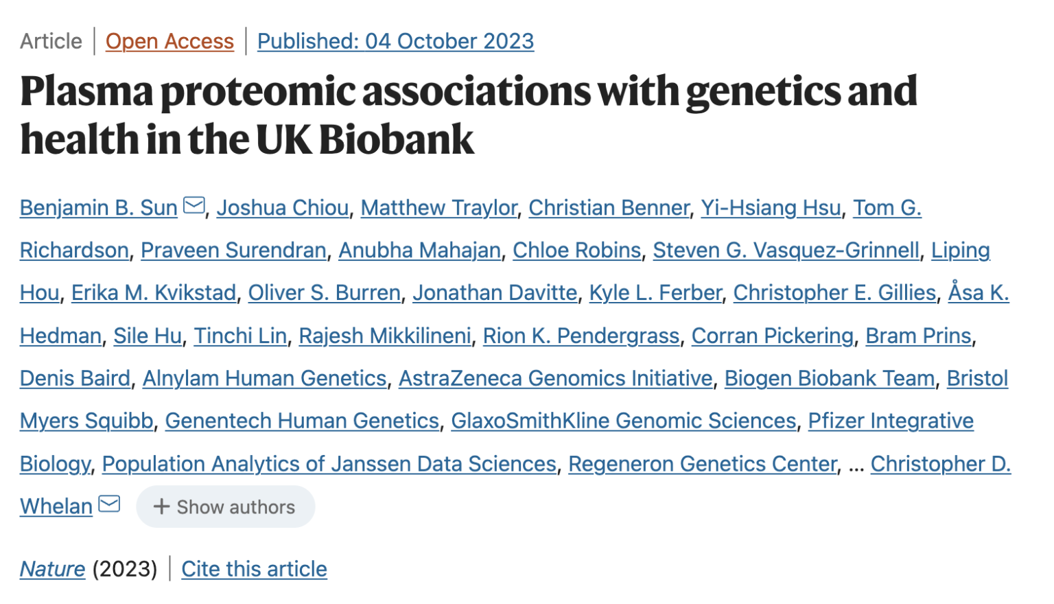 Nature 三连发：UK Biobank 大队列血液蛋白组学 - Westlake Omics ｜ 西湖欧米（杭州）生物科技有限公司