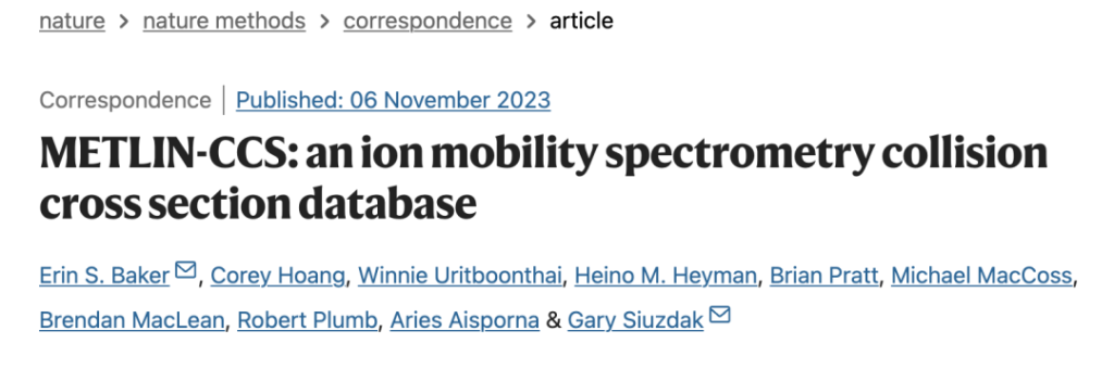 Nat. Methods｜METLIN-CCS：离子迁移谱 CCS 数据库 - Westlake Omics ｜ 西湖欧米（杭州）生物科技有限公司