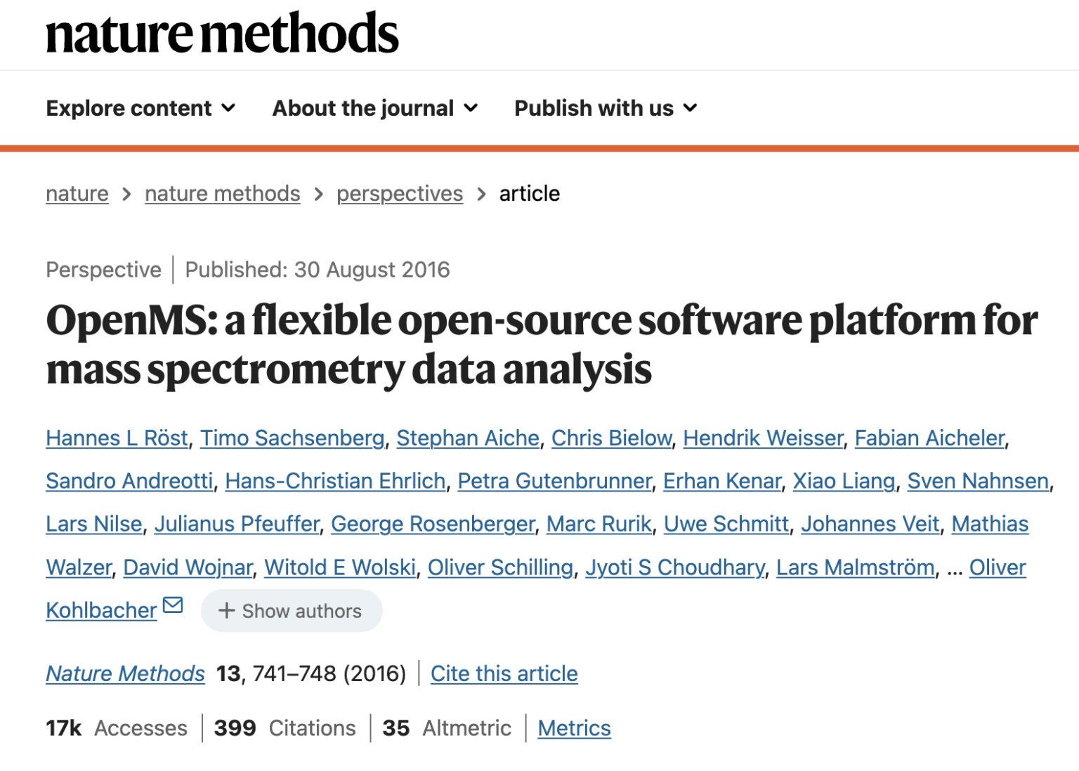 OpenMS 3：实现大规模质谱数据的可重复分析 - Westlake Omics ｜ 西湖欧米（杭州）生物科技有限公司